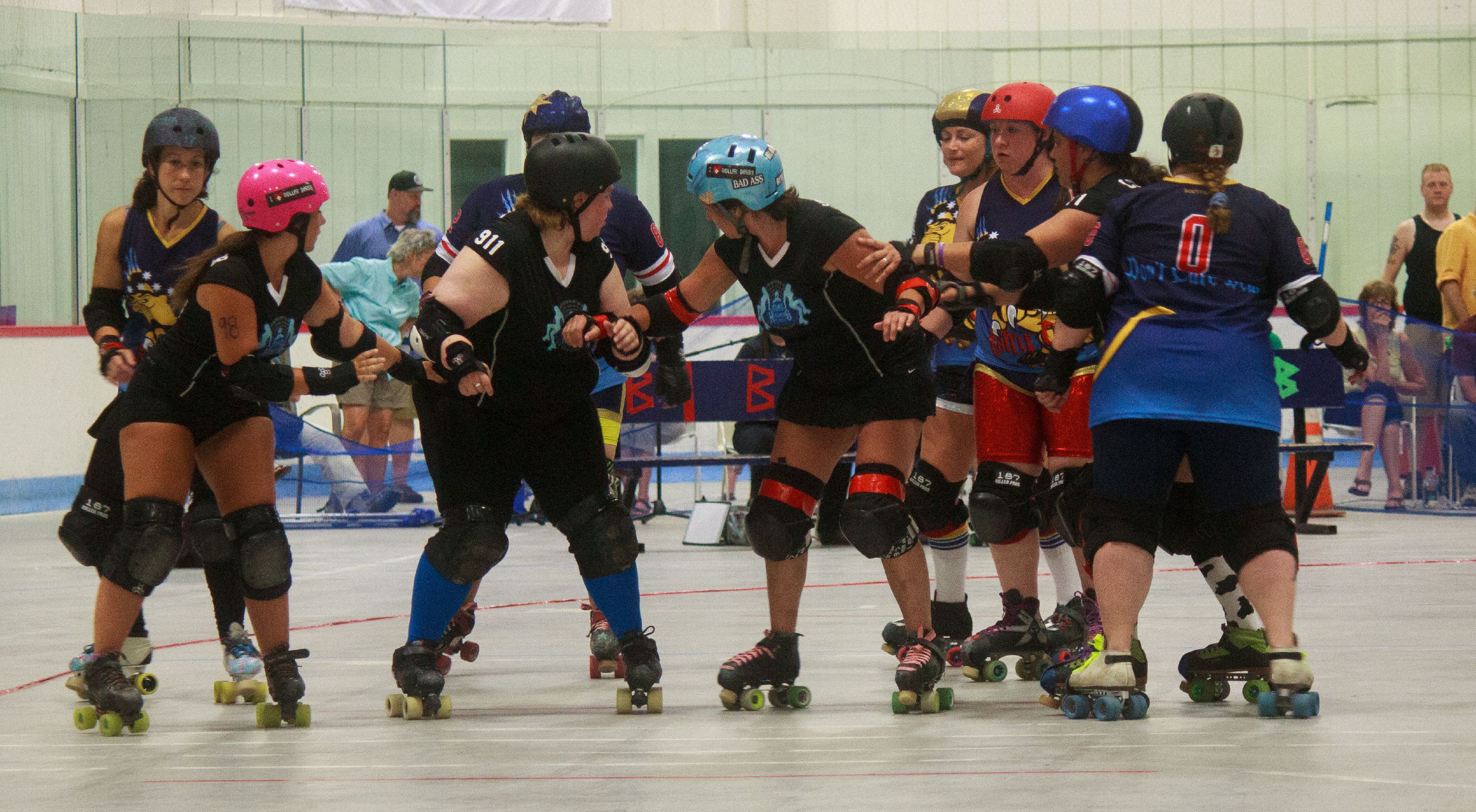 The two teams line up and get ready for the jam to begin. July 23, 2016 ...
