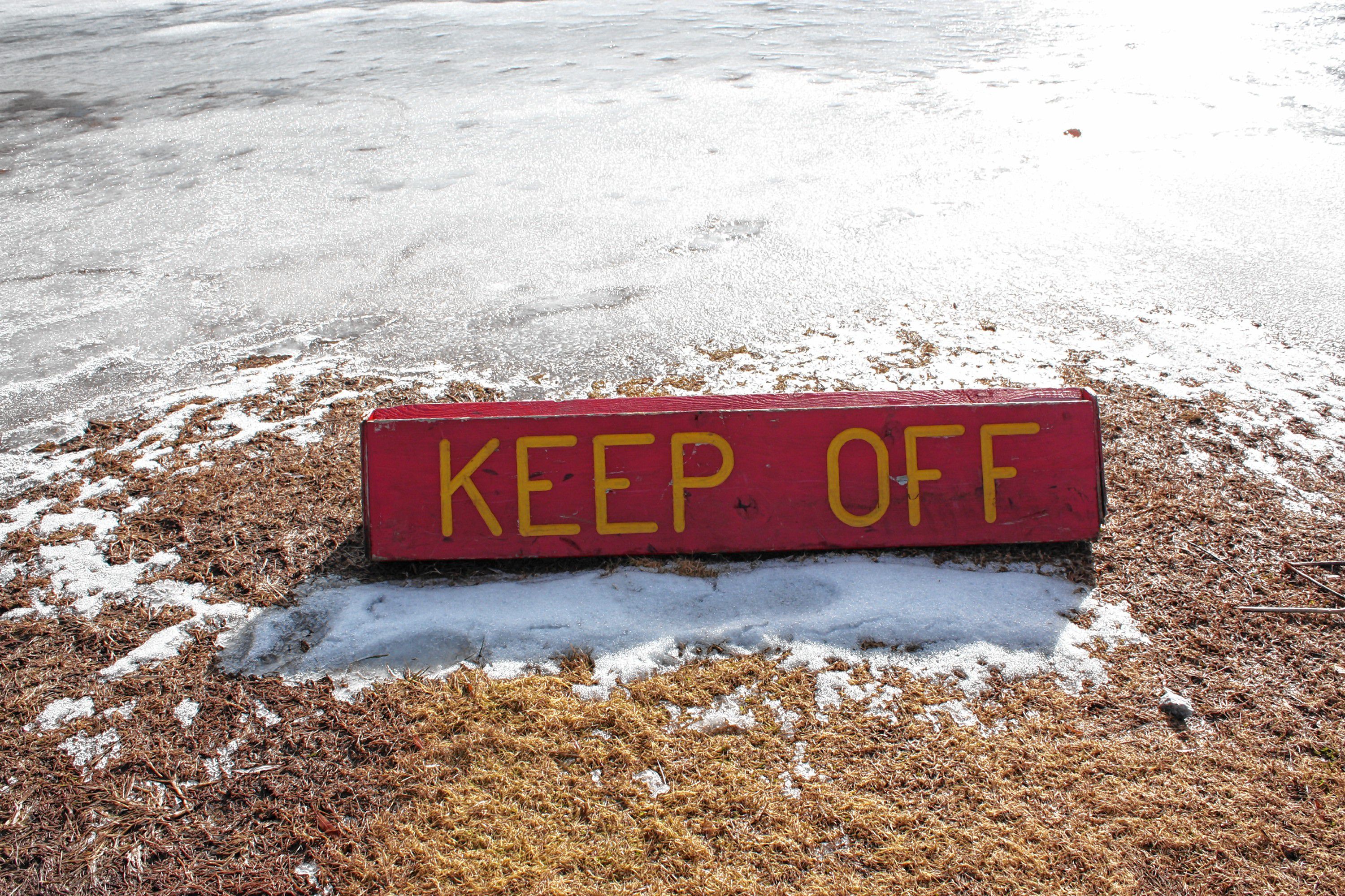 This park has plenty of signage telling you to keep off the ice ...